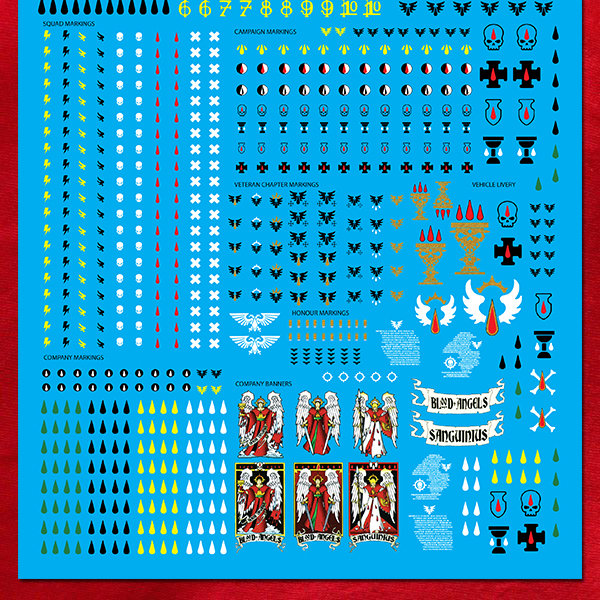 Warhammer 40K - Space Marines - Blood Angels - Planche de décals ...